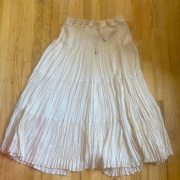 Phool | Skirts | Cream Flowey Skirt With Metallic Details | Poshmark